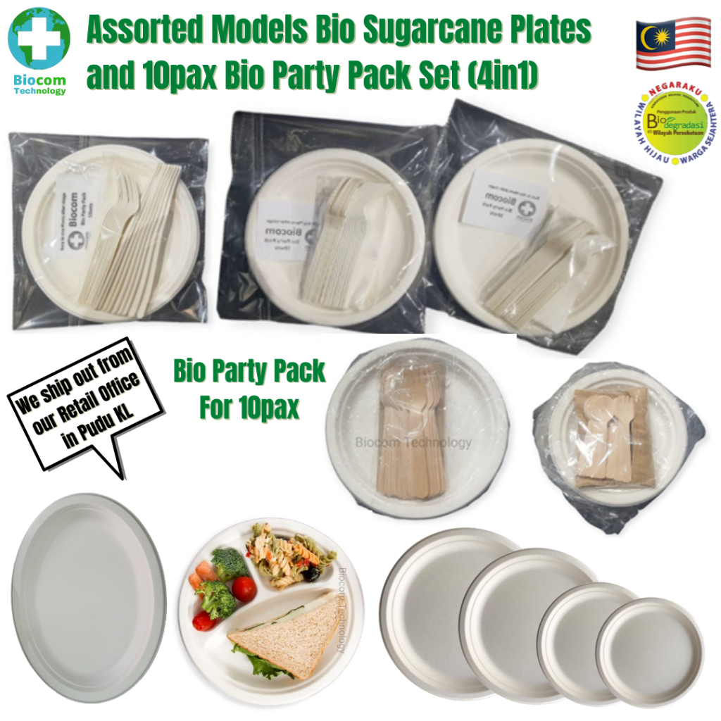 Assorted Models Biodegradable and Compostable Hard Plate Bio Party Pack ...