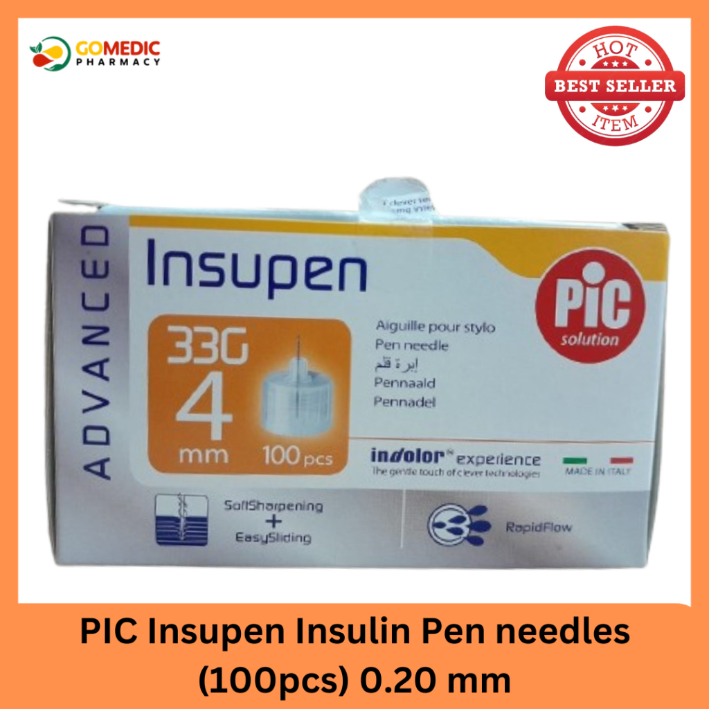 PIC Insupen Insulin Pen needles 33G 4 mm (100pcs) - extra thin wall 0 ...