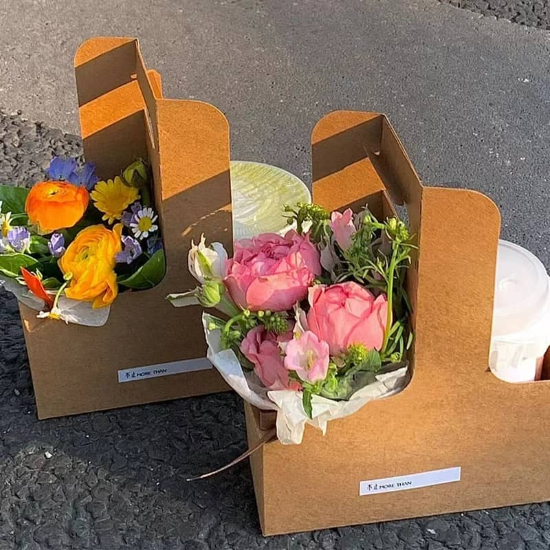 LDP [10pcs] Coffee Carry Box Design Flower Box 咖啡手提盒鲜花盒 [Lawson de ...