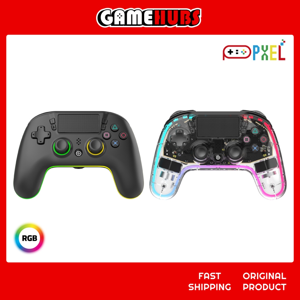 PXEL PS4 EDGE RGB Controller Bluetooth Wireless Hall Effect Joystick ...