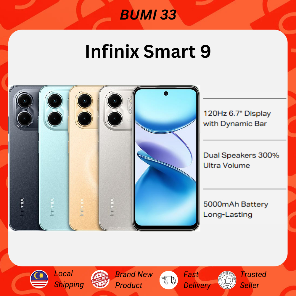 Infinix Smart9 64GB ROM + 6GB (3+3) MediaTek Helio G81 6.7" 120Hz Punch-Hole Display 300% Volume ...