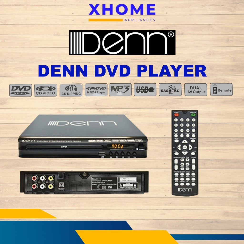 DENN DVD-23UK DVD Player with USB/ MP4/ MP3/ CD Ripping/ Karaoke/ Dual ...