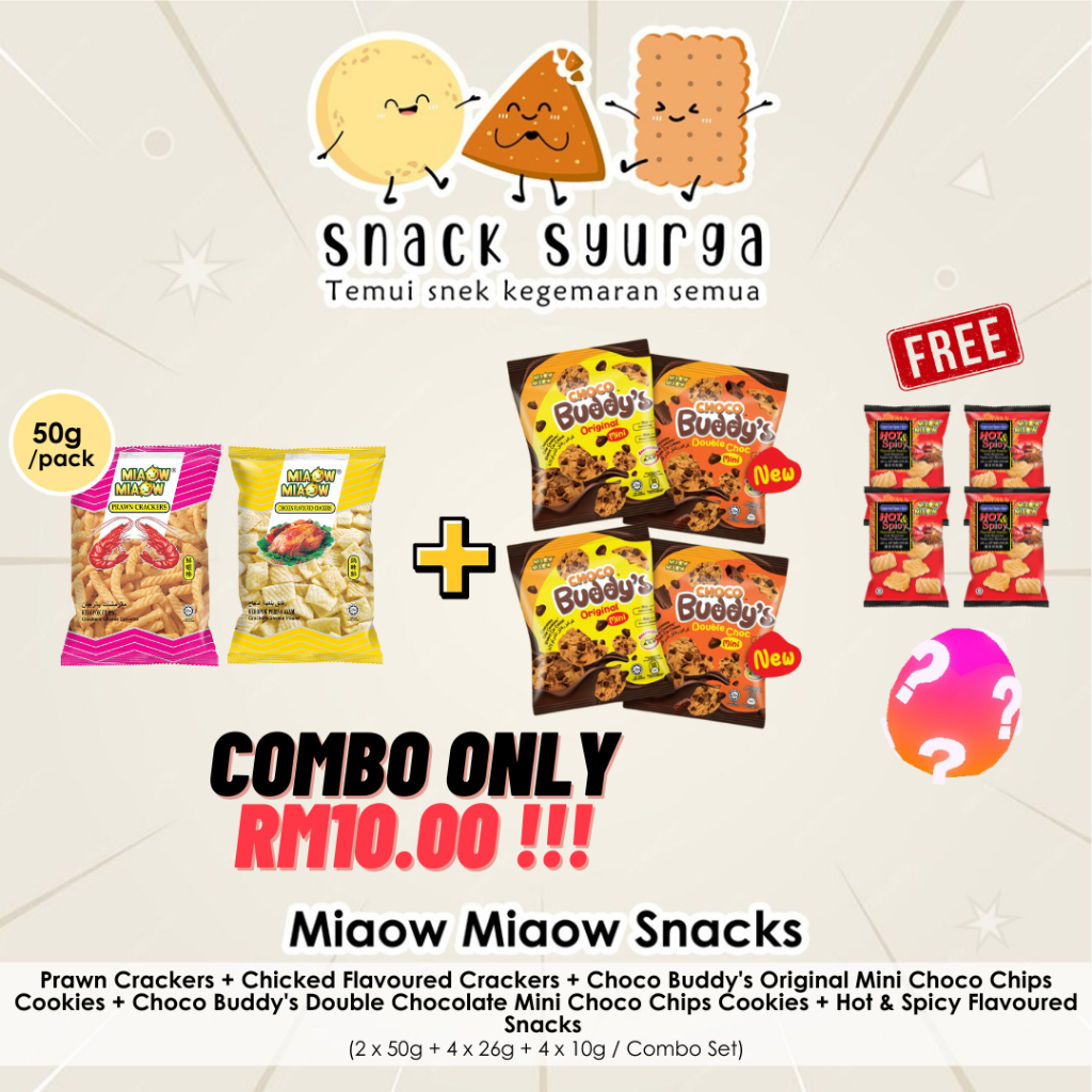 [COMBO OFFER] Snack Syurga X Miaow Miaow Snacks Classic Flame Hoop Choco Buddy Mini Choco Chips ...