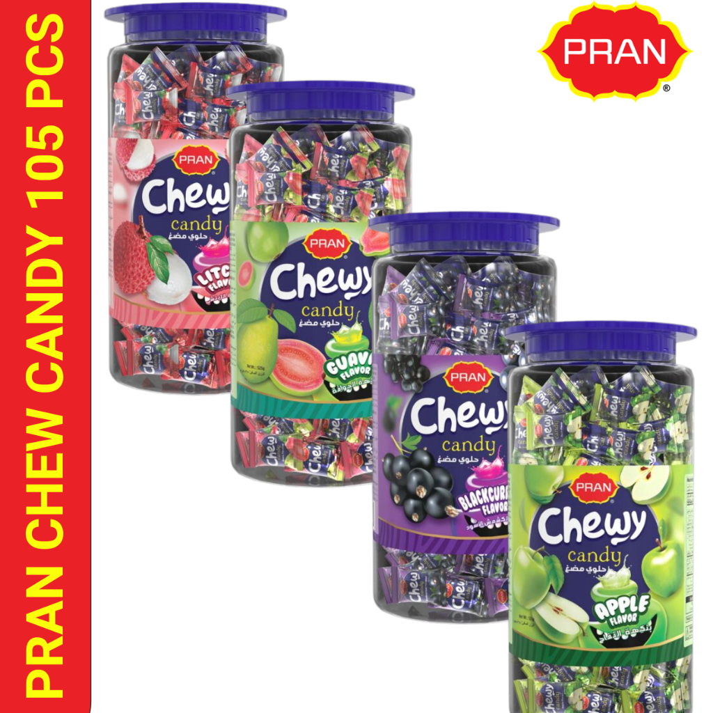 PRAN Chewy Candy Jar - Apple/Guava/Litchi/Blackcurrant (105 Pcs ...