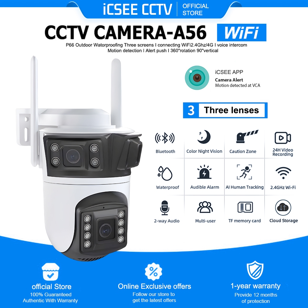 ICSEE CCTV CCTV Camera 9MP Three lenses wireless wifi CCTV Full Color ...
