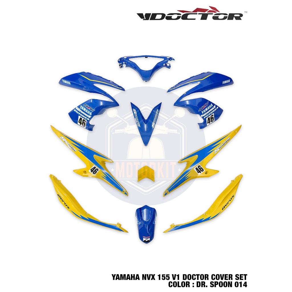 YAMAHA NVX 155 AEROX V1 SPECIAL COLOR BODY COVER SET SPOON MOVISTAR ...