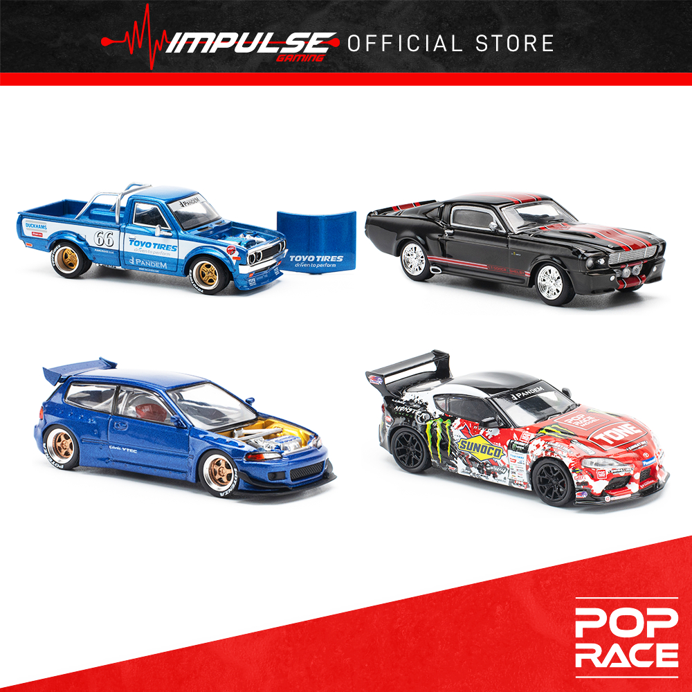 [PO] PopRace 1/64 Diecast Pandem Civic EG6 Blue / GR Supra D1GP ...