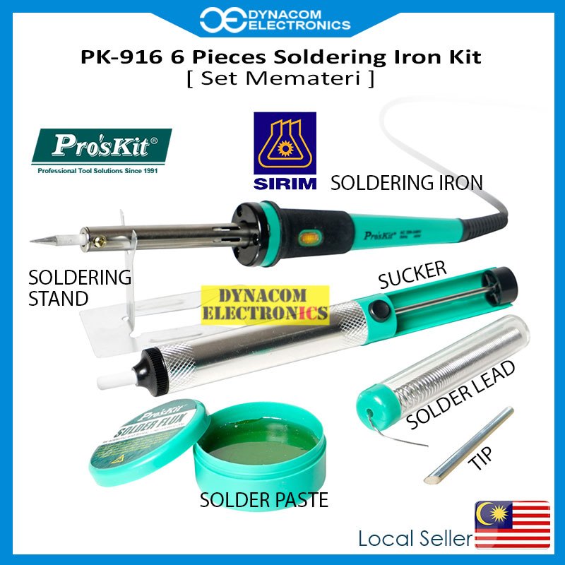 PRO'SKIT PK-916 6 Pieces Soldering Iron Kit with SIRIM Plugtop [ Set ...