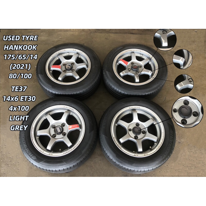 USED RIM TE37 14 INCH WITH TYRE 175/65/14 FOR AXIA BEZZA MYVI ALZA SAGA ...