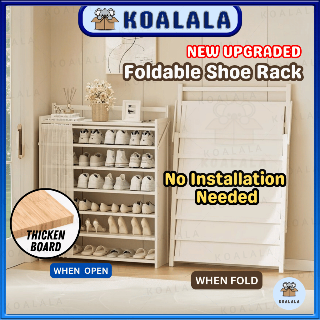 【Installation Free】 Wooden Shoe Rack Foldable Portable Bamboo Folding ...