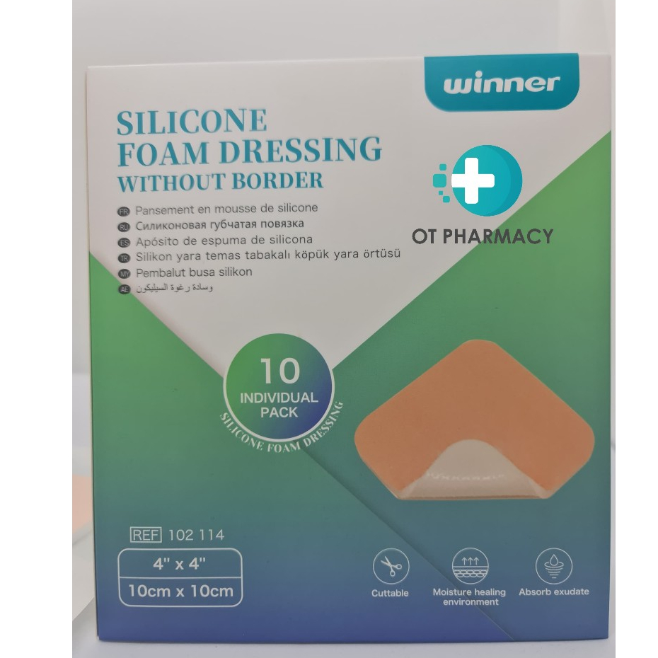 Winner Silicone Foam Dressing Without Border 10cm x10cm individual pack ...
