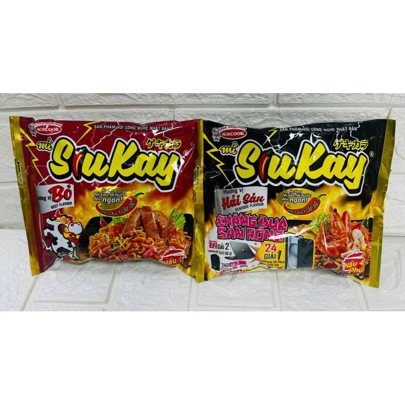 Mi Siu Kay Mi Cay 7 Cap Do 2 Vi - Seafood Spicy Instant Noodles 128g ...