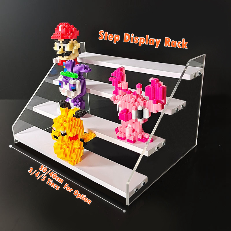 Wooden Acrylic Display Stand Figurine Display Rack Cosmetic Jewellery ...