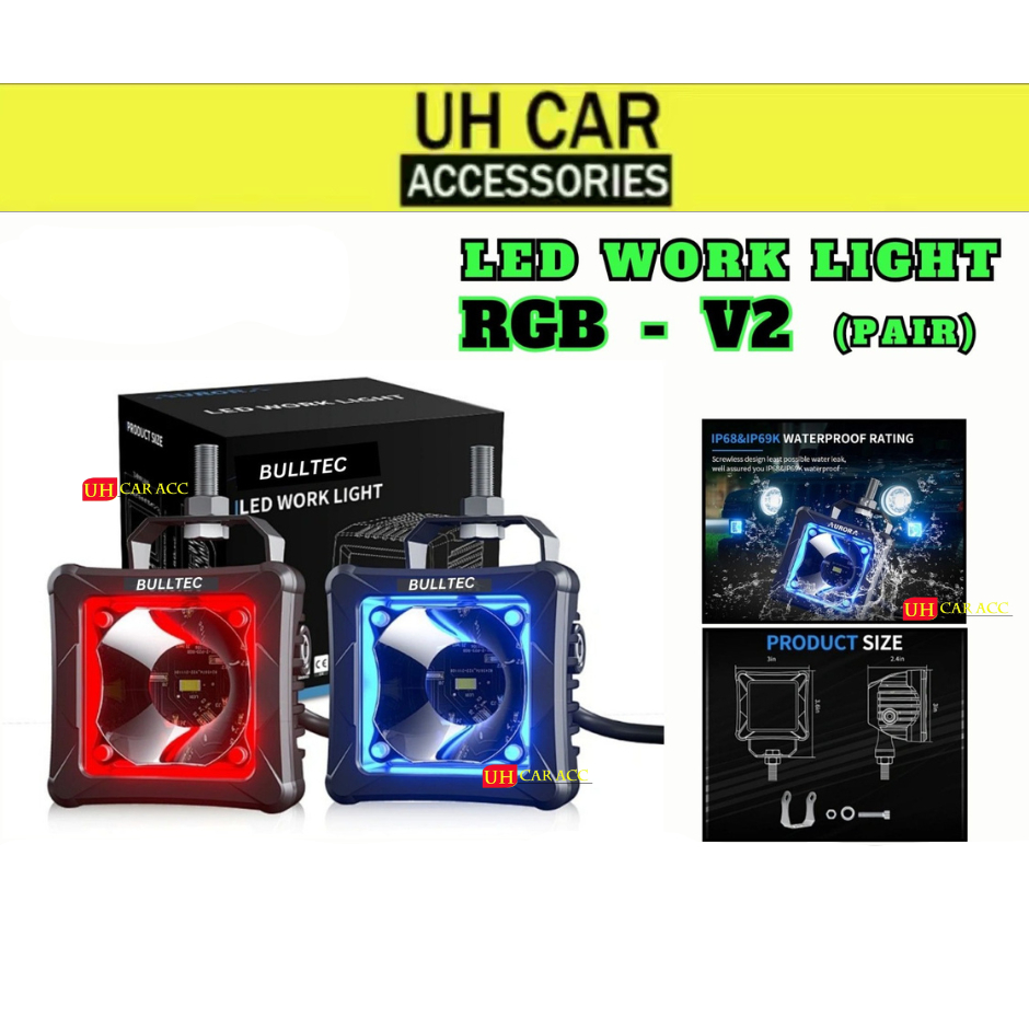 BULLTEC UNIVERSAL 4X4 RANGER HILUX NAVARA DMAX TRITON LED RGB WORKING ...