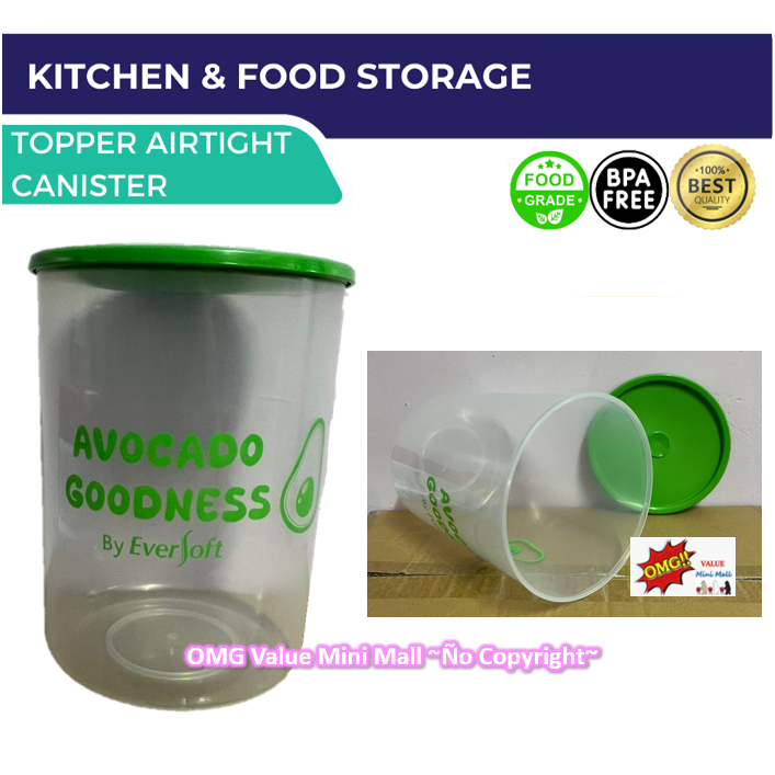 Topper Airtight Canister - 3L Avocado Goodness Food Container ...