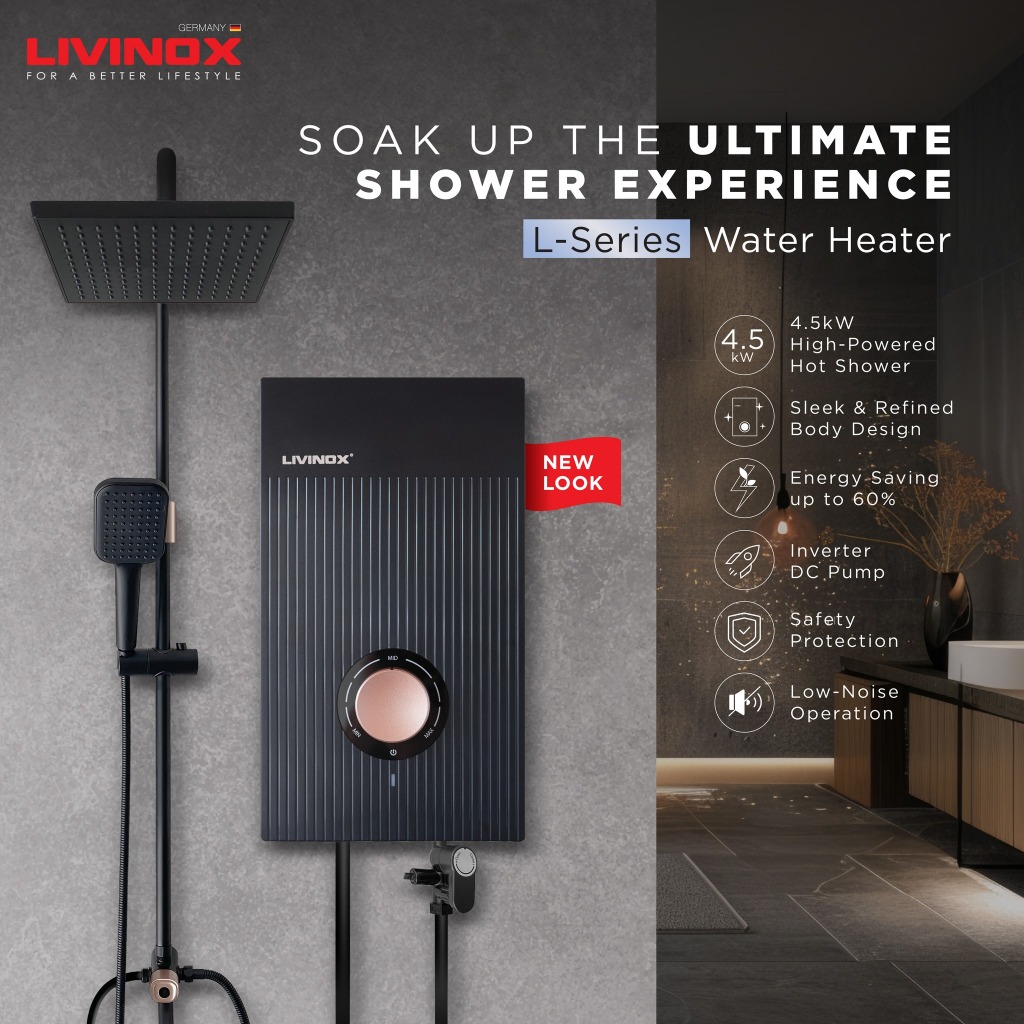 LIVINOX L-Series Inverter DC Motor Instant Water Heater Rain Shower ...