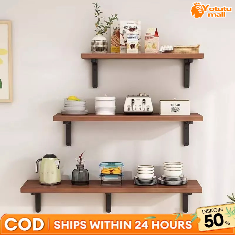 Rak dinding terapung Rak dinding DIY rak ruang tamu rumah/Wall Shelves ...