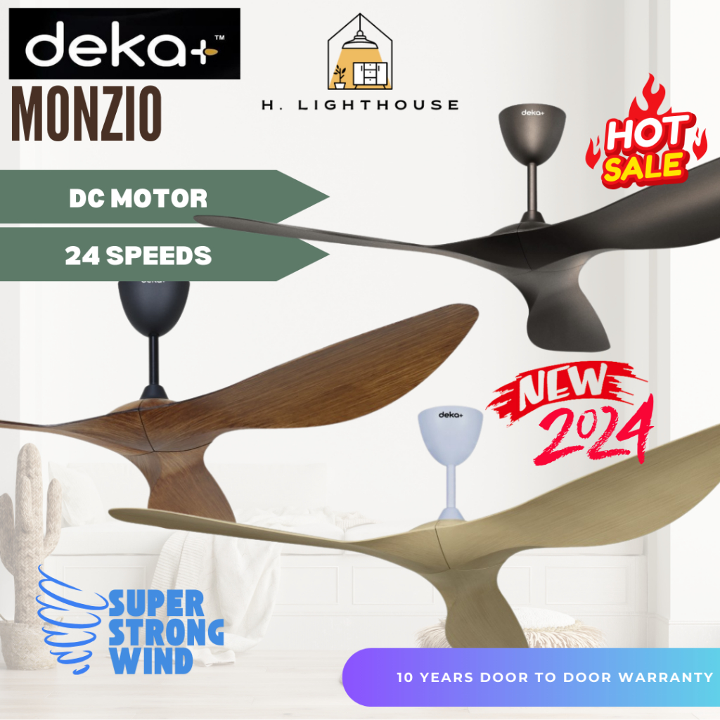 DEKA+ MONZIO 56" 3 Blades 56" 42" DC Motor with 24 Speeds Remote ...