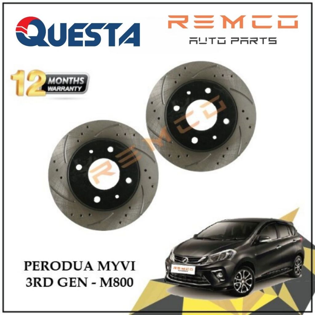 Perodua Myvi D20N M800 3rd-Gen Questa Front Brake Disc Rotor (COATED ...