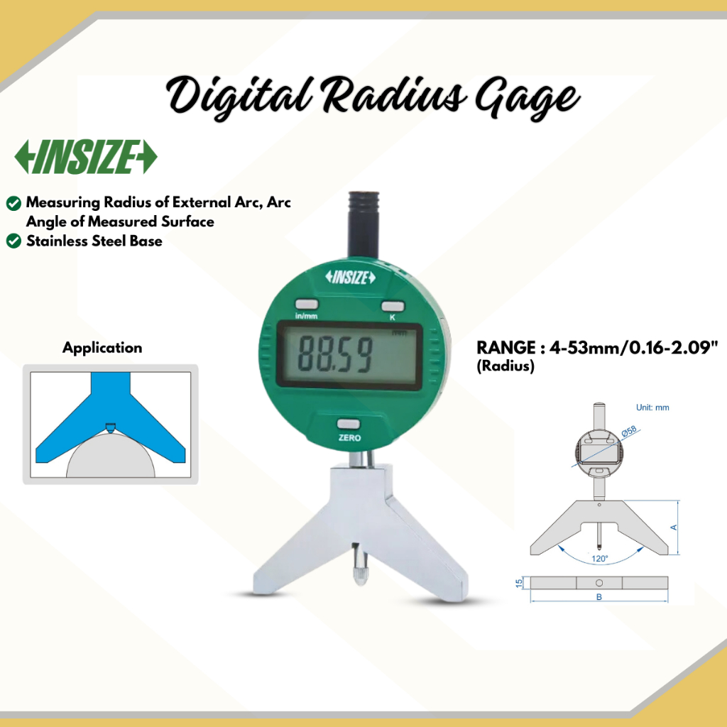 INSIZE Digital Radius Gage Radius Gauge | 2188-55 ( Radius Range : 4 ...
