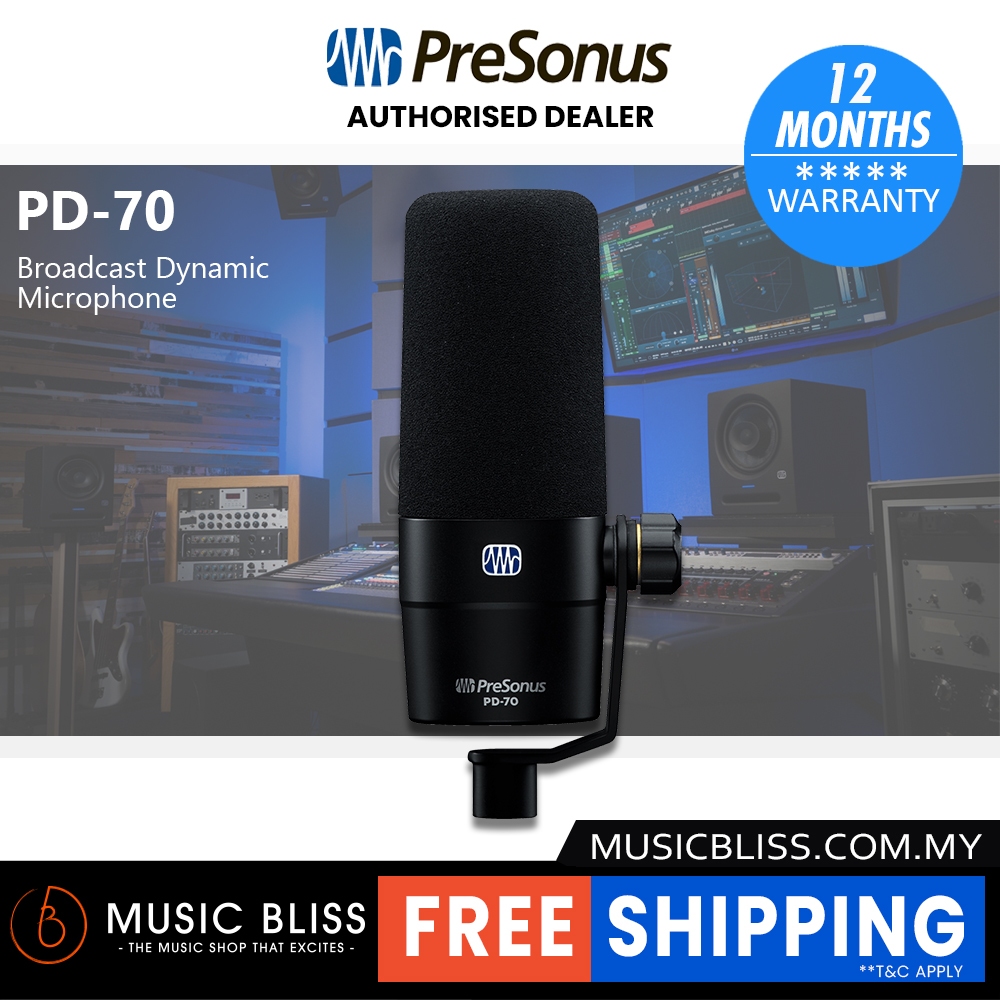 PreSonus PD-70 Dynamic Cardioid Broadcast Microphone (PD70 / PD 70 ...
