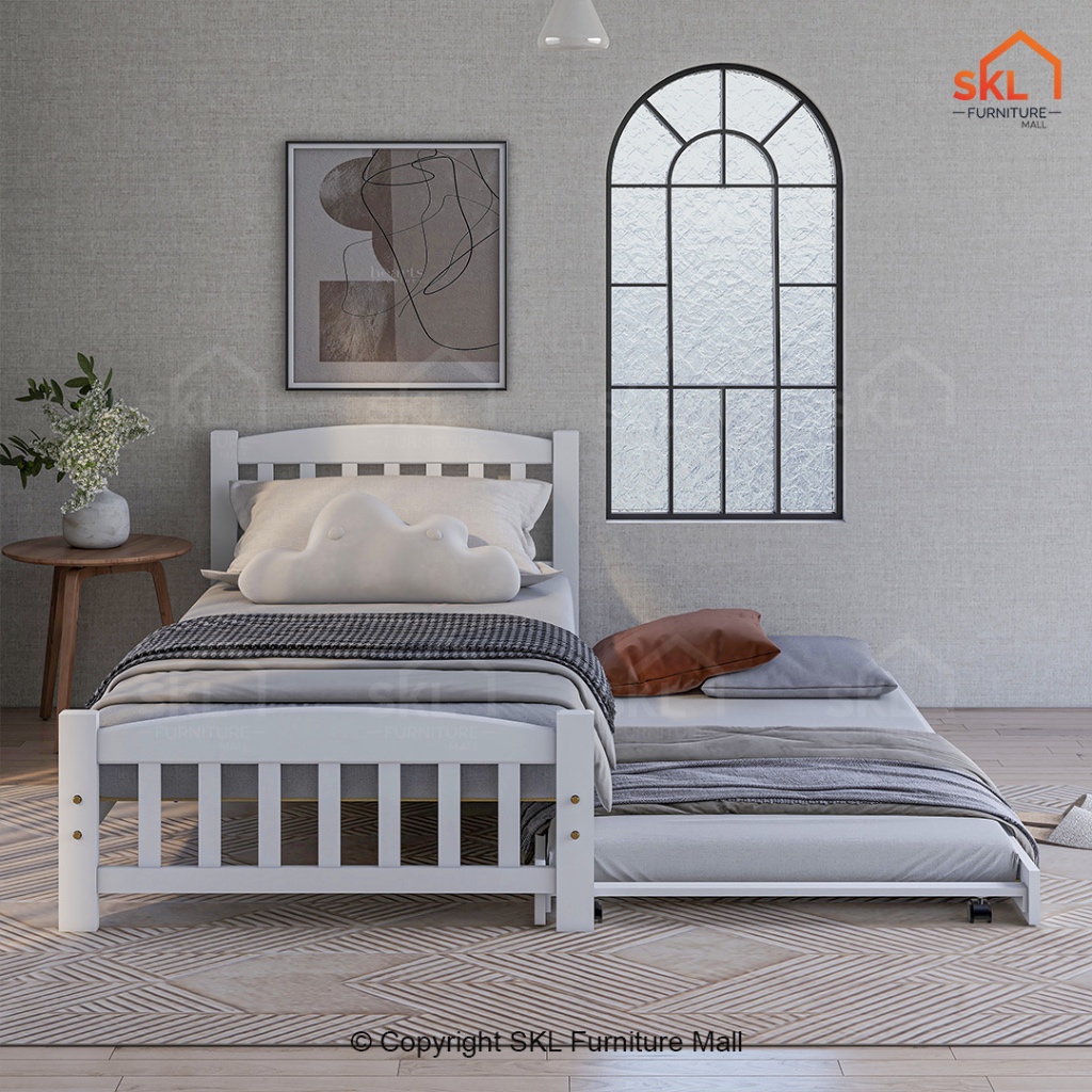 SKL513 Solid Wooded Single Bedframe /Katil Kayu Pullout Bed/Katil Budak ...