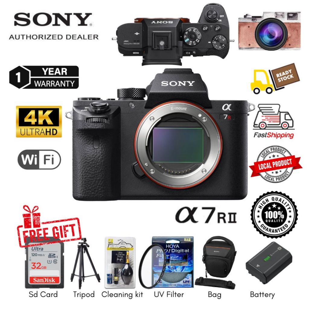 Sony Alpha a7R II Mirrorless Digital Camera 42MP Full-Frame Exmor R BSI CMOS Sensor UHD 4K （ 1 ...