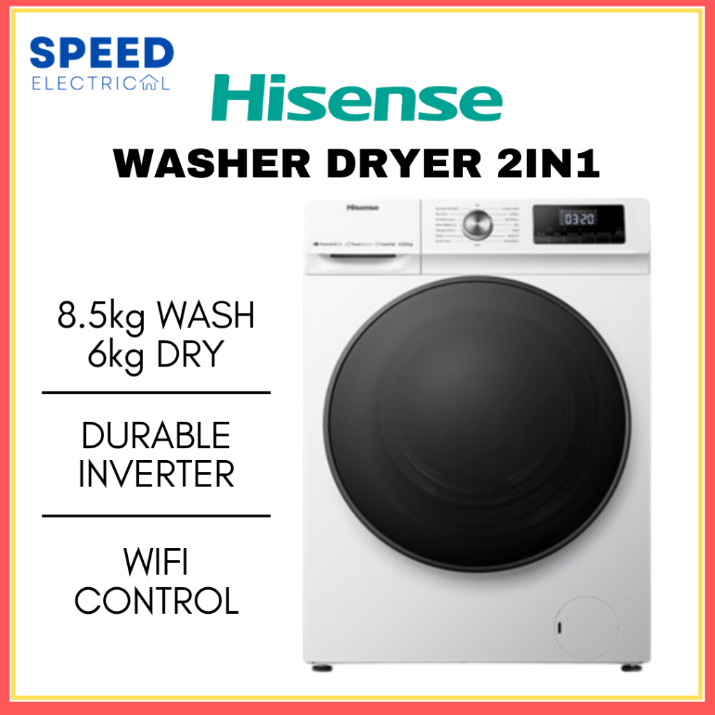 [SABAH ONLY] HISENSE WASHER DRYER 8.5KG WASH 6KG DRY WD3Q8543BW 2IN1 ...