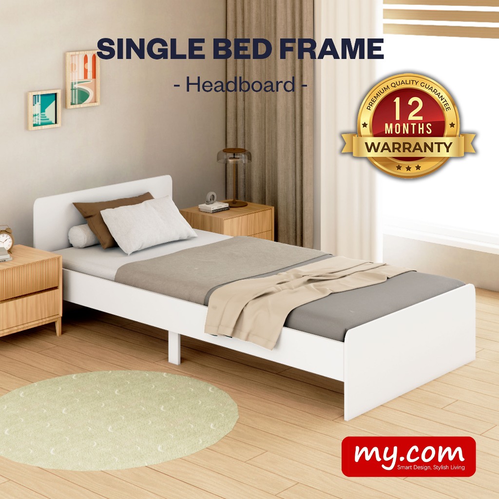 Rangka Katil/Wooden Single Bed Frame with Headboard my.com/Katil Single ...