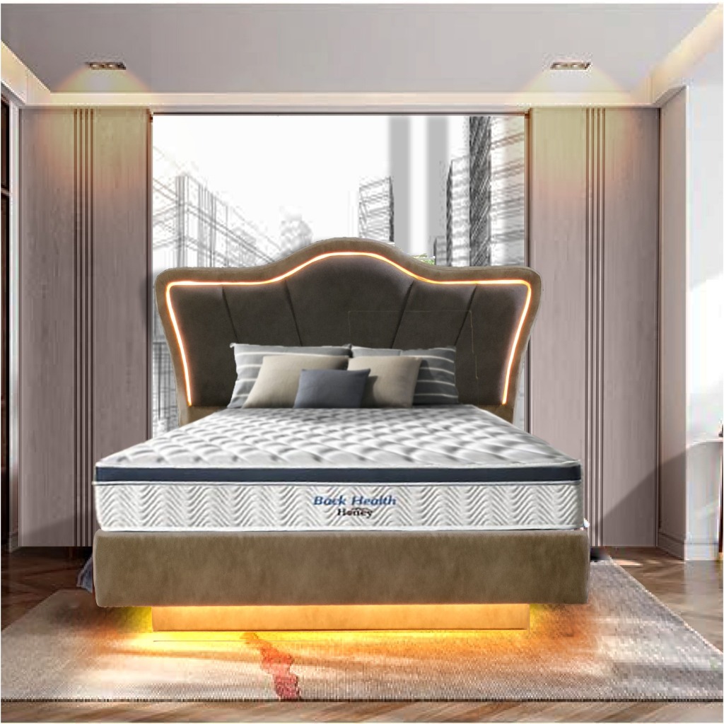 HONEY BACK HEALTH 10 Inches Pocketed Spring Mattress with TSB Bed Frame ...
