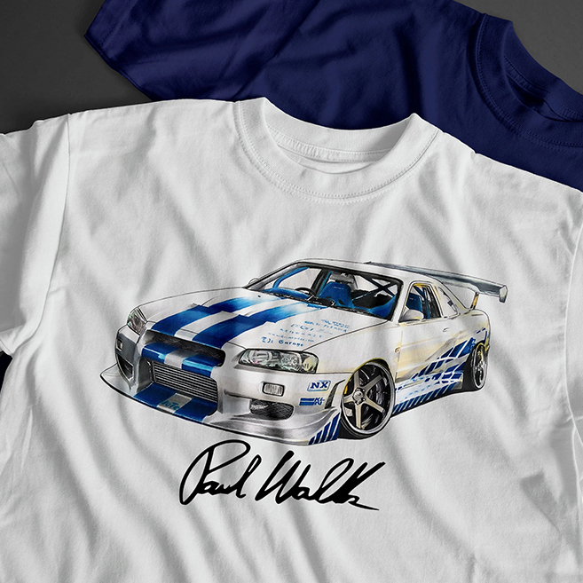 Nissan Skyline GT-R R34, Shirt Fast and Furious, Paul Walker R34, Car ...