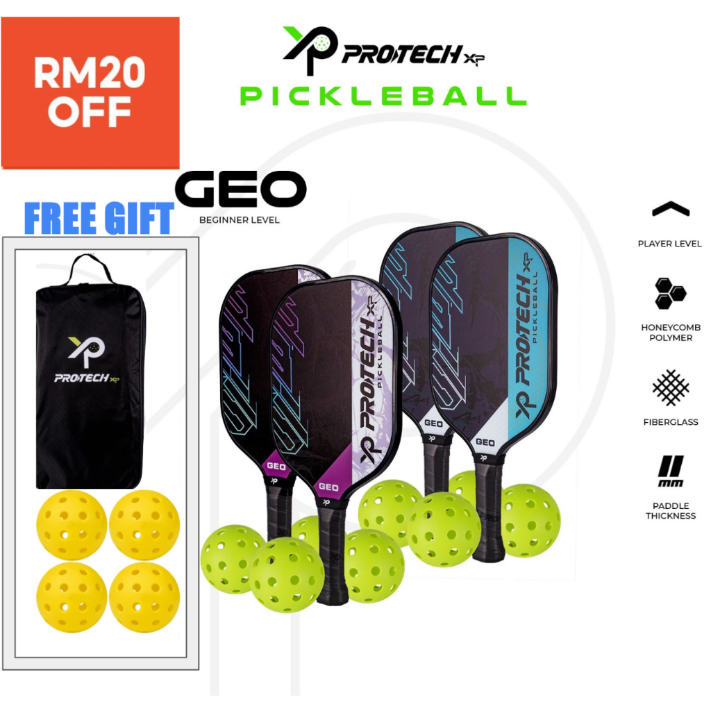 PROTECH XP GEO series (PROMOTION) PickleBall COMBO SET (2 paddles & 4 balls) | Shopee Malaysia