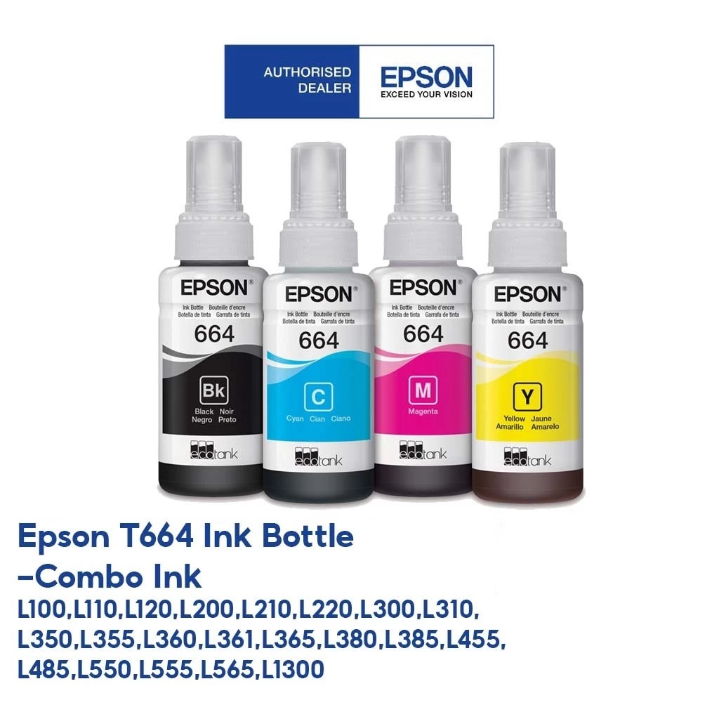 ORIGINAL EPSON T664 664 T6641/ 6642 / 6643 / 6644 INK. T664 664 FOR PRINTER L120 L210 L360 L405 ...