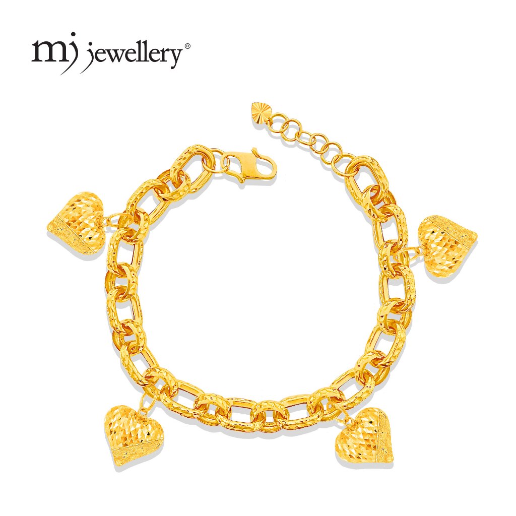 MJ Jewellery 375/9K Gold Bracelet with Love T129 | Shopee Malaysia