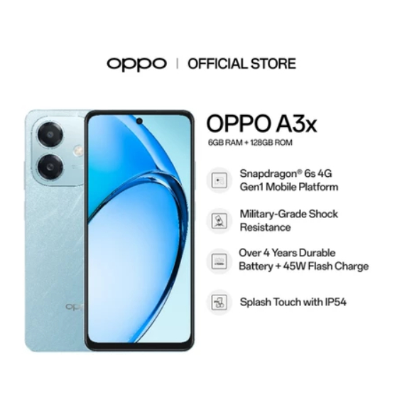 OPPO A3x | 4/6GB RAM + 64/128GB ROM | Snapdragon 6s 4G Gen1 | Military ...