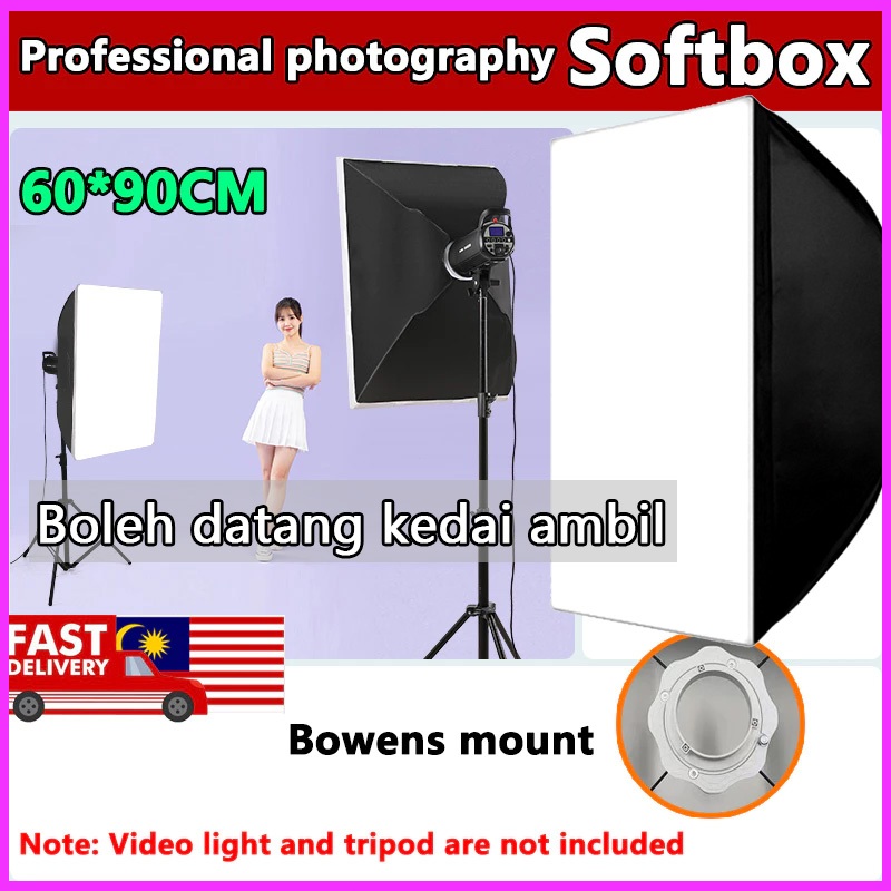 60x90CM Photography Softbox Lighting Kits Professional Continuous Light ...