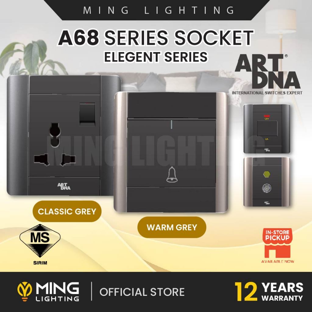 ARTDNA A68 Modern Wall Switch LED Indicator Auto Gate 15A 16A Universal Door Bell Cover | Shopee ...