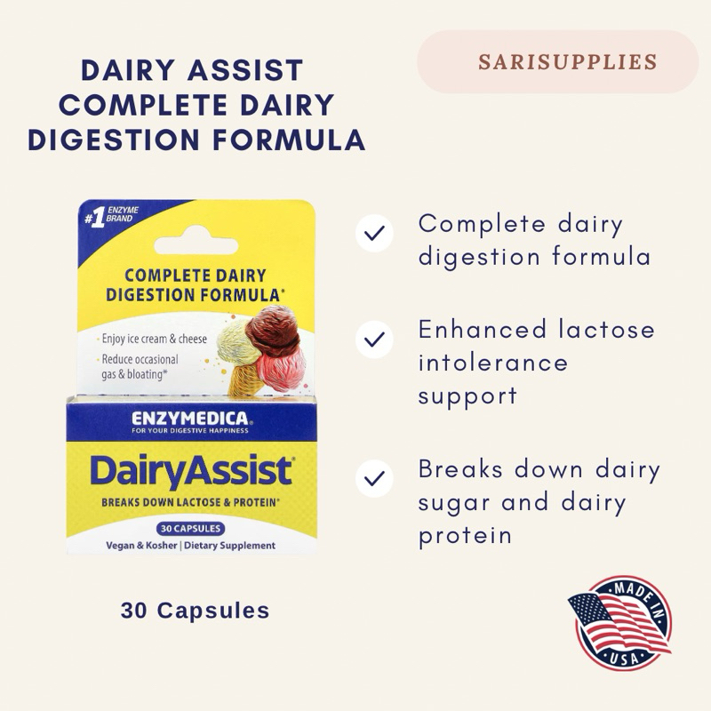 (Ready Stock) Enzymedica Dairy Assist Complete Dairy Digestion Formula ...