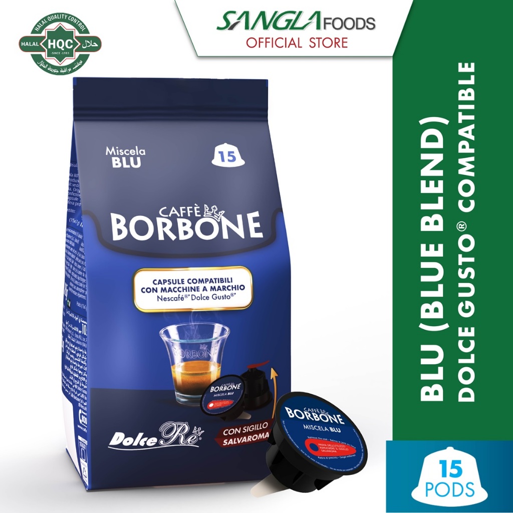 Caffe Borbone Kapsul Kopi Espresso BLU (Biru) Nescafe® Dolce Gusto® (15 ...