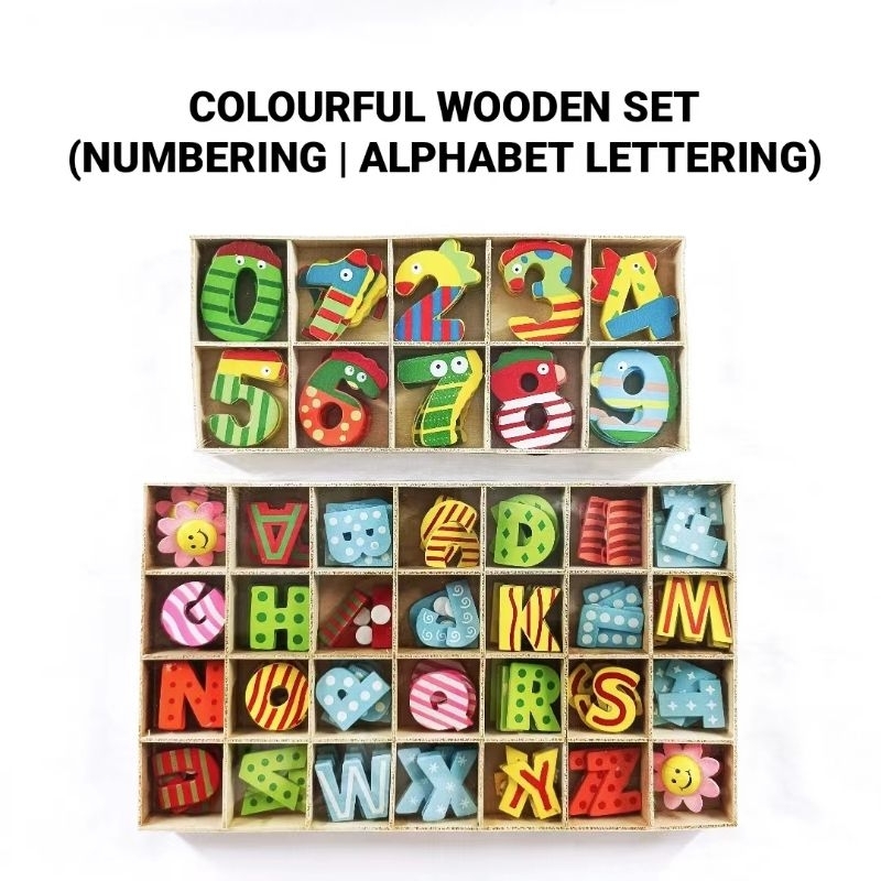 (1SET) Cute Cartoon Colourful Wooden Set [ Numbering / Alphabet ...
