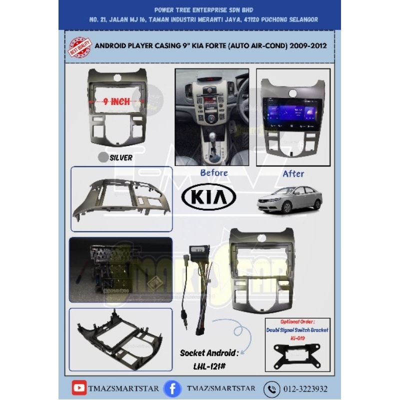 Android Player Casing 9" KIA FORTE (AUTO AIR-COND) 2009-2012 | Shopee ...