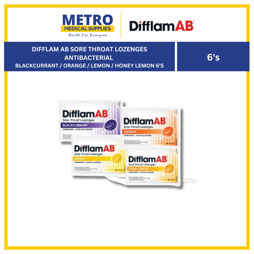 DIFFLAM AB Sore Throat Lozenges Antibacterial Blackcurrant / Orange ...