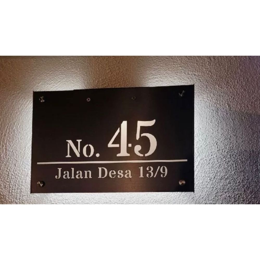 Stainless Steel House Numbers Plate with solar lights 300mm x 190mm ...