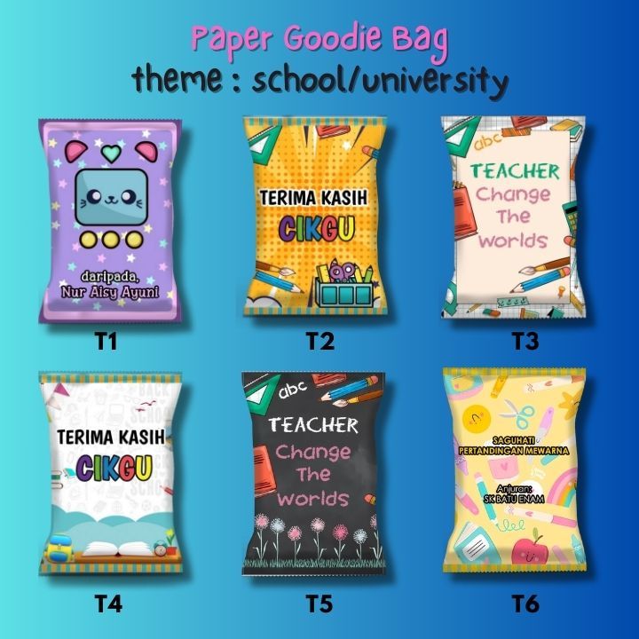 CUSTOM Chip Paper Bag School Teacher Student PARTY birthday CHIP Snack ...