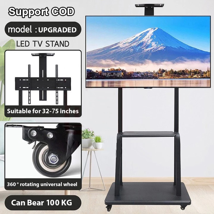 32-75 Inch LCD TV Stand Universal TV Bracket Removable TV Cart Stand ...