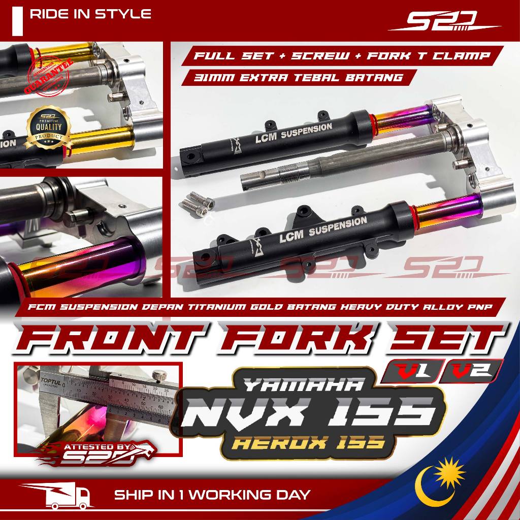 Front Fork Set LCM NVX 155 V1 V2 AEROX Suspension Depan TFork Clamp ...