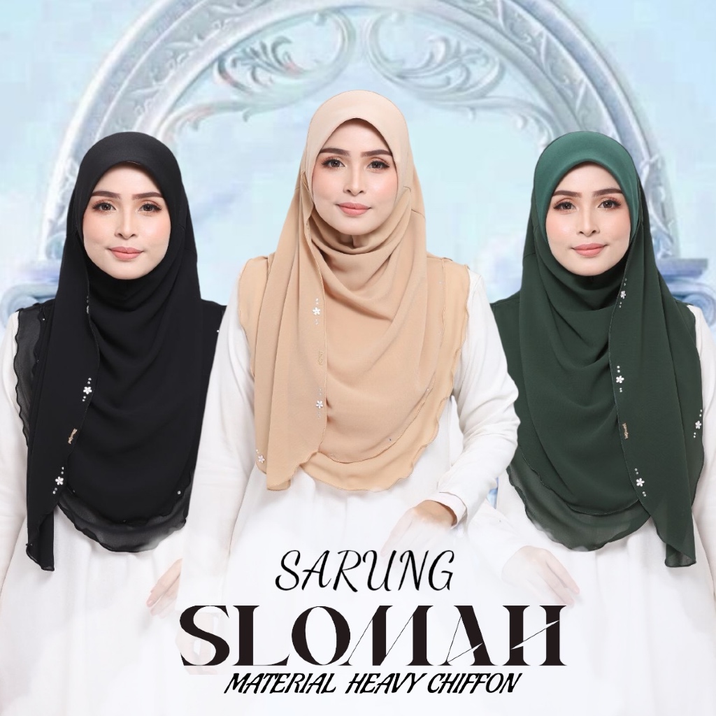 INSTANT SARUNG SALOMA PANEL KAIN HEAVY CHIFFON AWNING SCUBA | Shopee ...