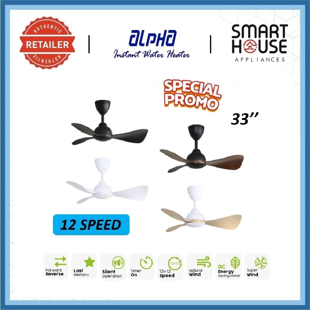 FREE SHIPPING !! ALPHA 33'' CEILING FAN MILI-3B/33 BLACK WHITE WALNUT ...