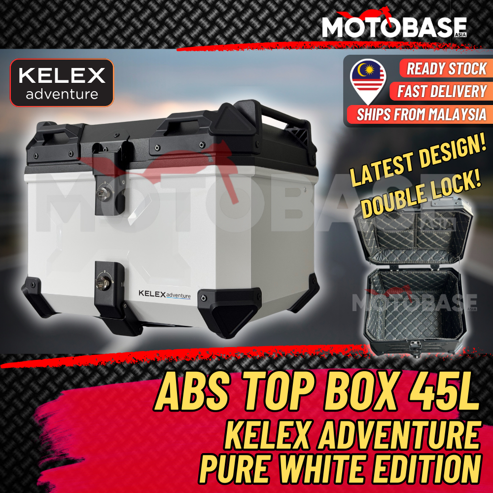 [KELEX Adventure] 45L ABS Top Box Pure White Edition Premium Motorcycle ...