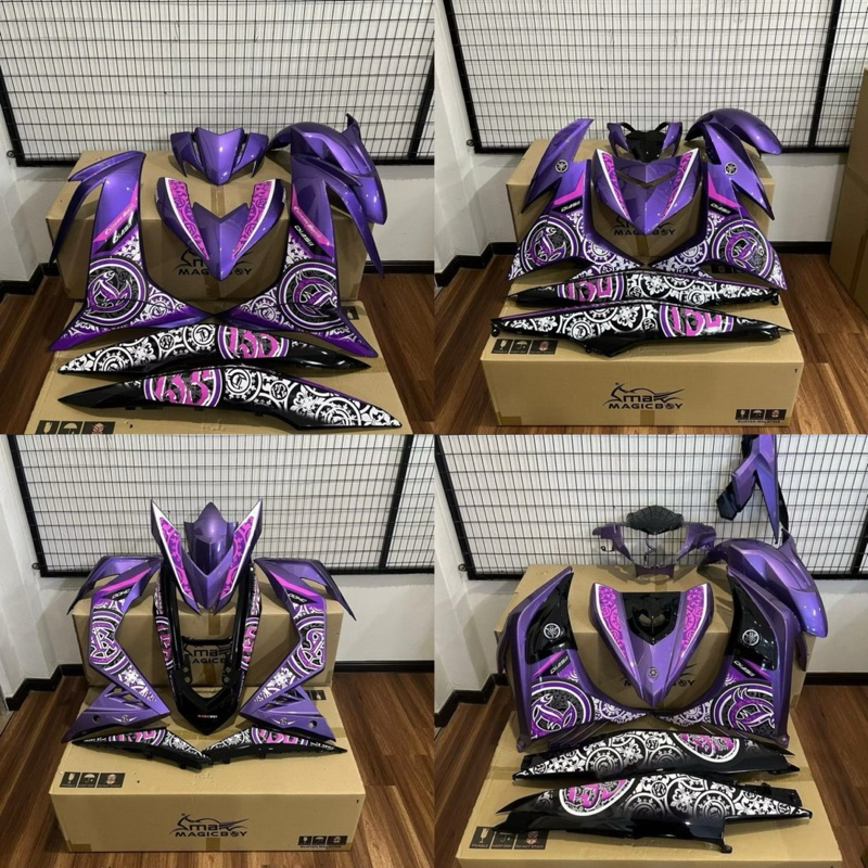 Magic Boy Purple Batik Cover Set Siap Stripe Y15/LC135/Y16/NVX/RS150 ...